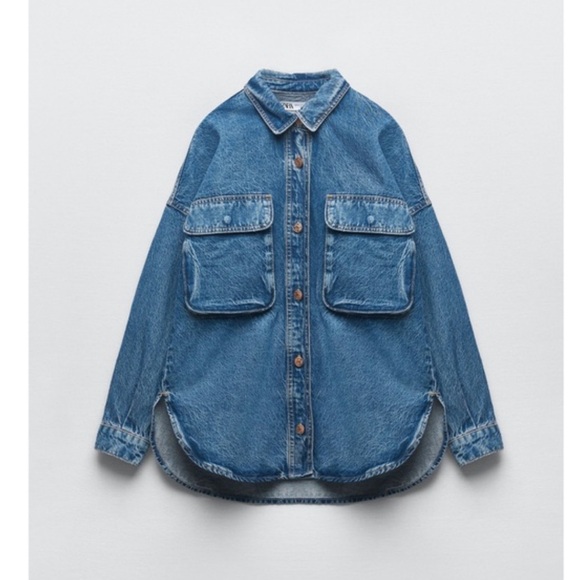 Zara | Jackets & Coats | Zara Denim Shacket | Poshmark